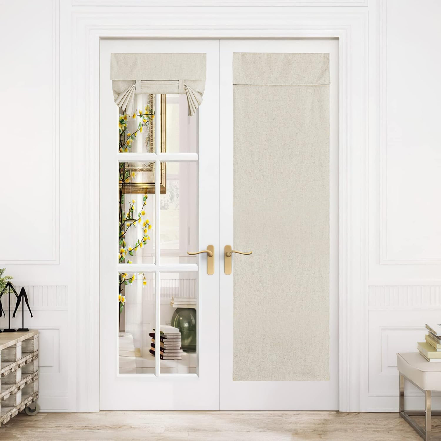 Ebern Designs Linen French Door Curtains, Privacy Curtains for Window ...
