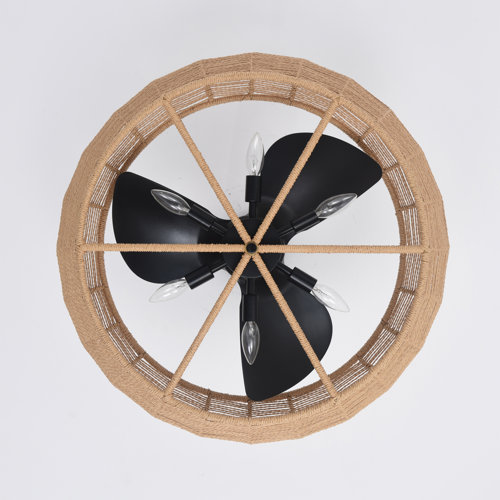 Warehouse of Tiffany Akasha 28 Inch Rattan Rope Ceiling Fan 6 Light ...