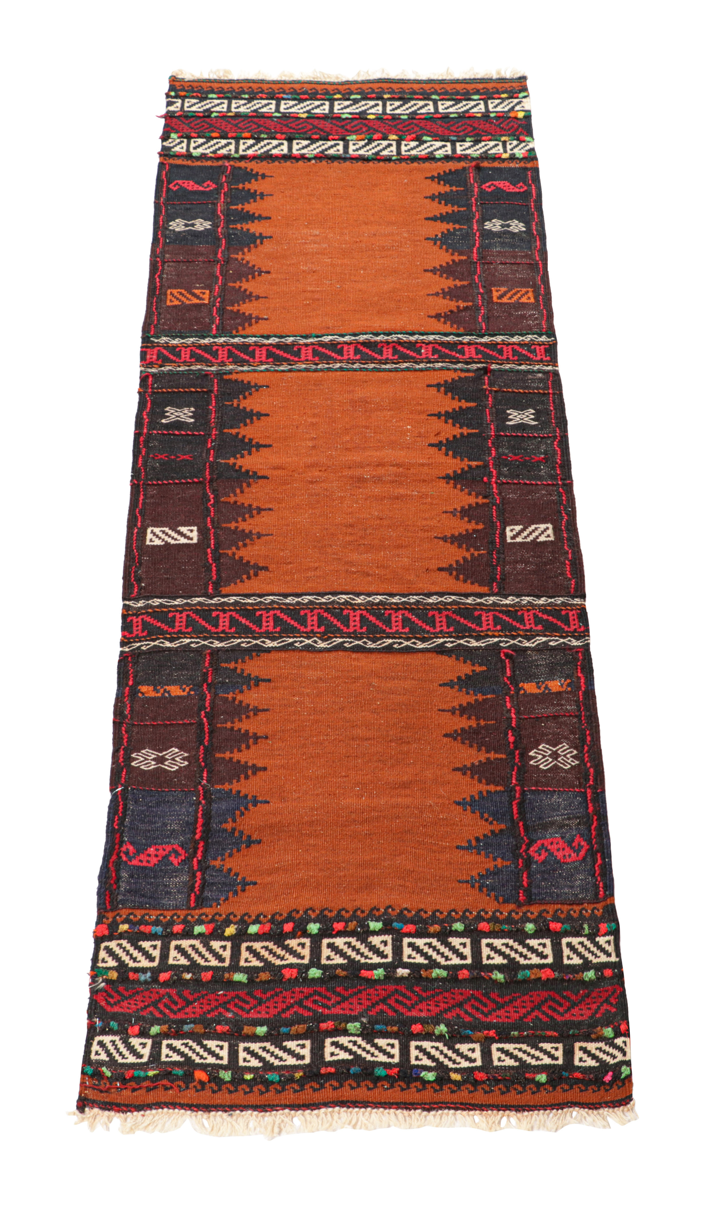 Foundry Select Vintage Afghan Kilim In Rust With Geometric Patterns ...