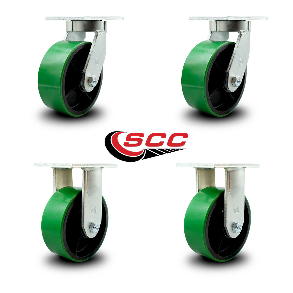 Service Caster Heavy Duty Poly on Cast Iron Wheel Caster Set 2 Swivel 2 ...