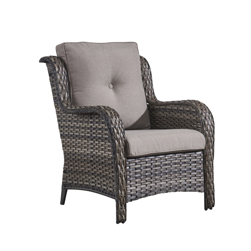 Winston Porter Tonry Wicker Chairs Patio Lounge Chairs with Cushions ...