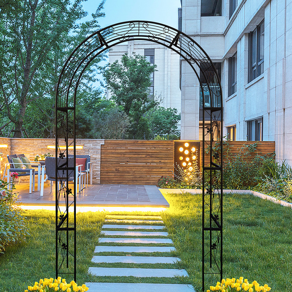 iYofe 98"H Metal Garden Arch Garden Arbor Trellis Climbing Plants ...