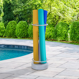 Sunjoy Aluminum Frame Pool Towel Valet Tower with 2-Tier Shelves and A ...
