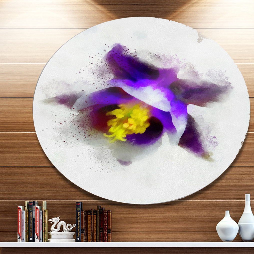 Design Art 'Blue Flower with Yellow Stigma' Oil Painting Print on Metal ...