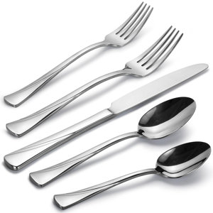 Latitude Run® 20-Piece Modern Stainless Steel Flatware Set, Easy To ...