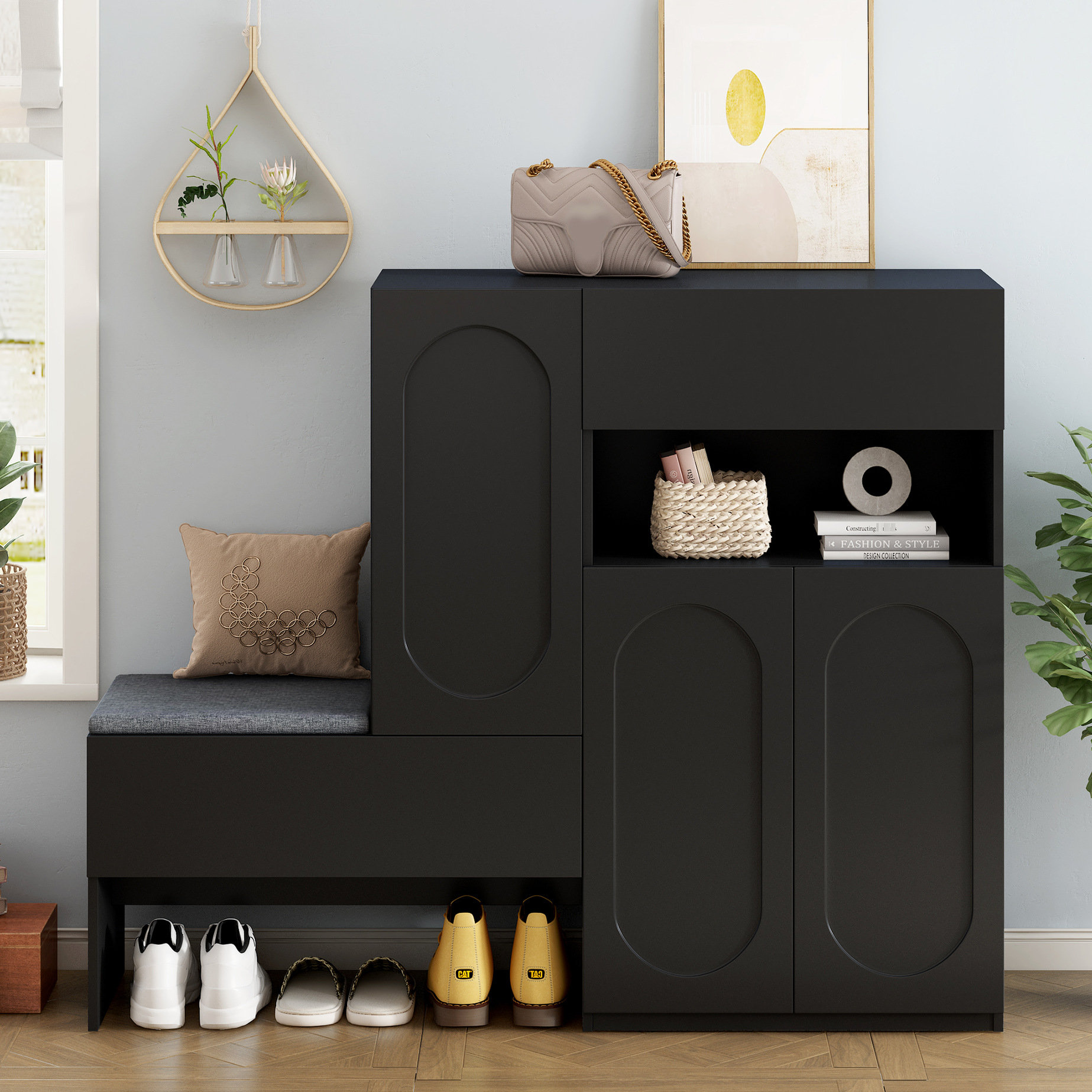 George Oliver Alex White 21 Shoe Organizer With Hinges - Modern Cabinet ...