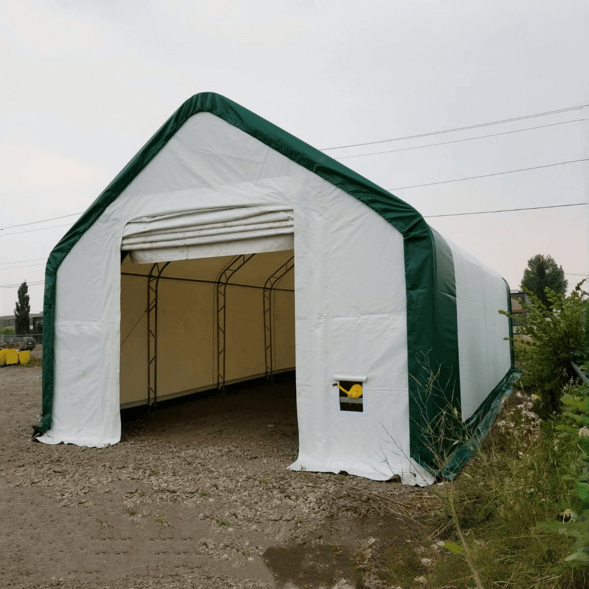 Chery Industrial 20 Ft. W X 40 Ft. D Double Truss Storage Shelter 18Oz ...