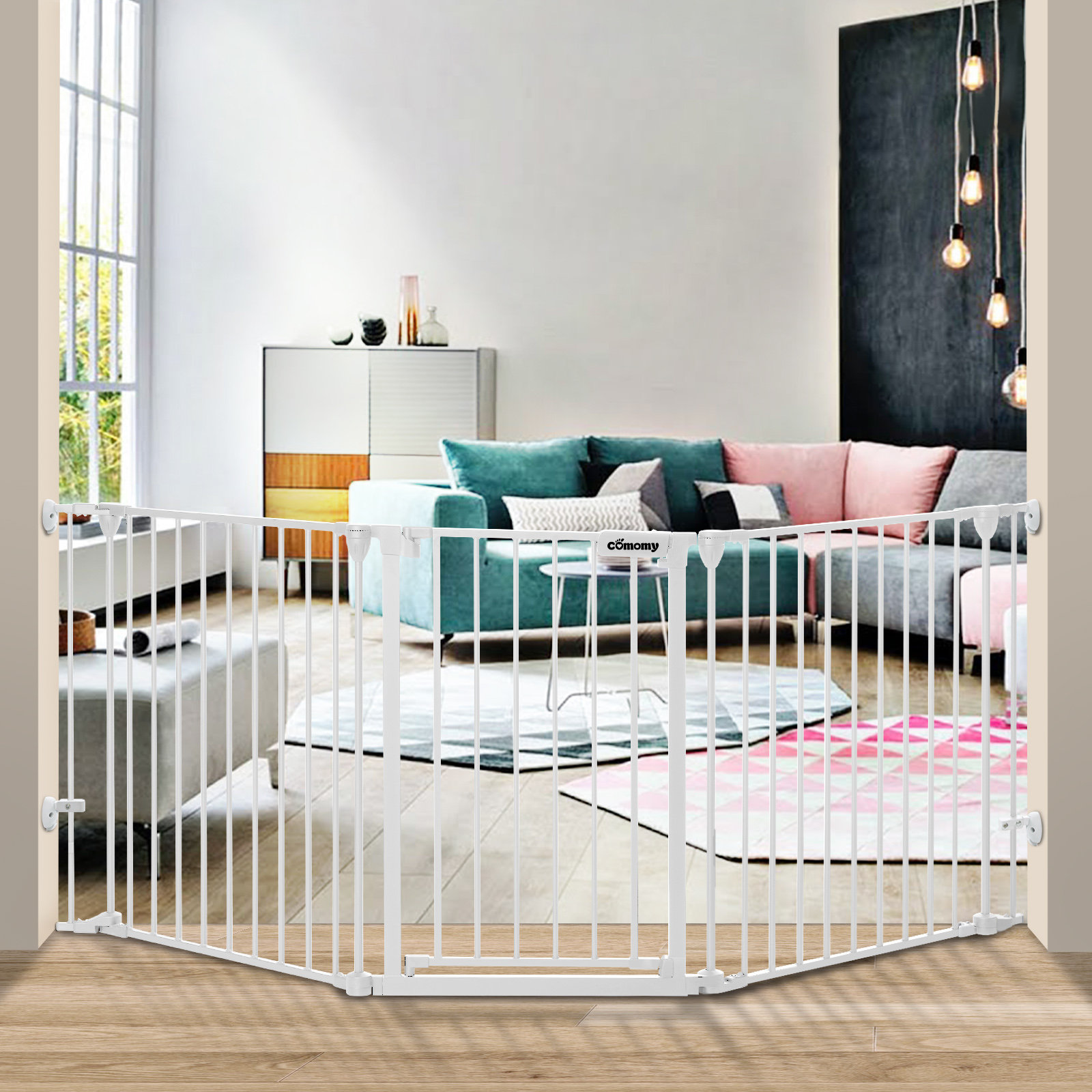 Tooca 30" Tall Adjustable Auto Close Safety Gate with 3 Panels ...