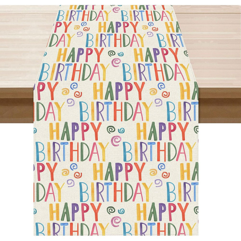 Ophelia & Co. Colorful Balloons Confetti Stars Table Runner Bur ...