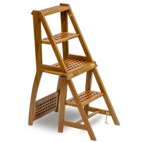 WFX Utility™ Premium Grade Teak Franklin Folding Ladder Chair | Wayfair