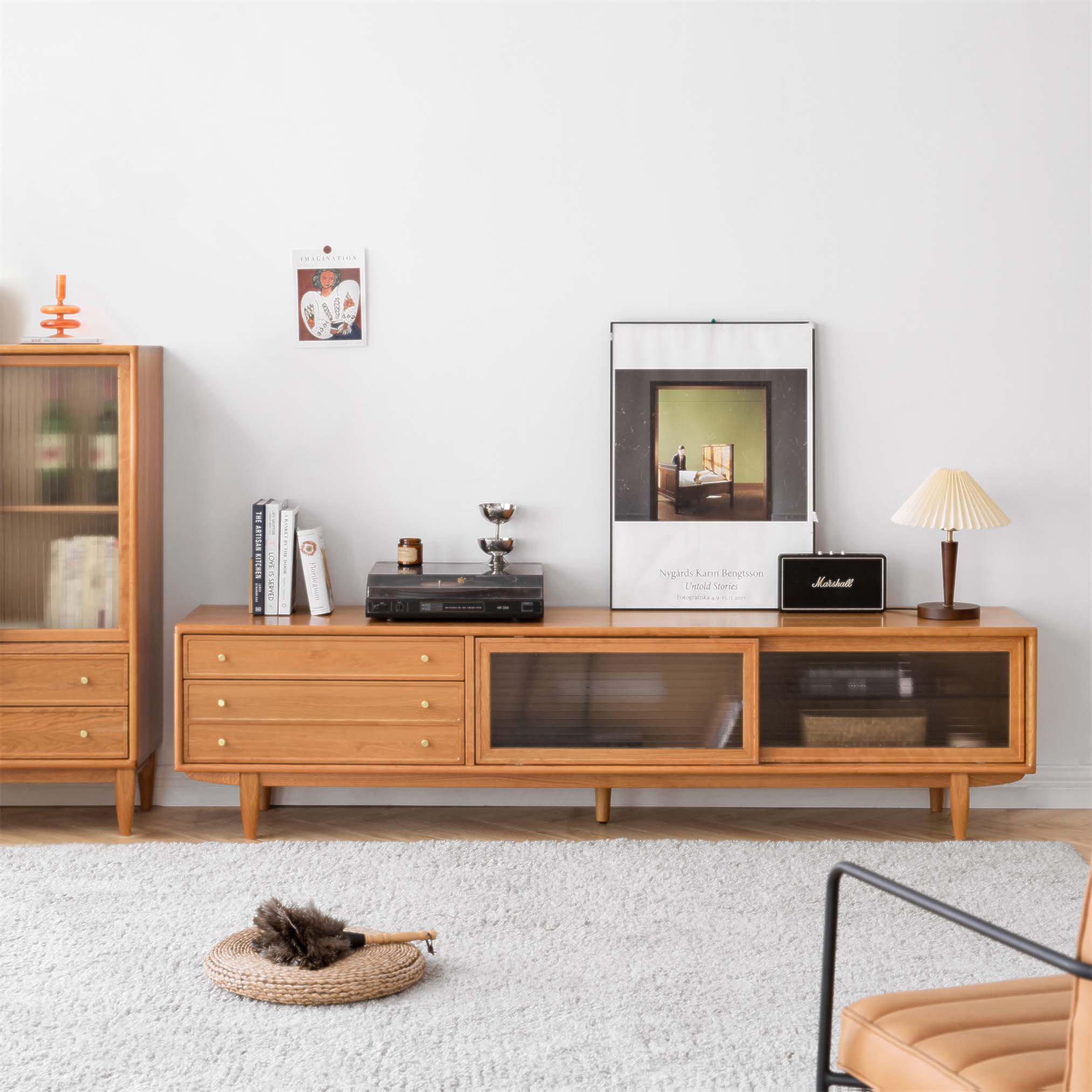 Hokku Designs North America FAS Grade Solid Cherry Wood TV Cabinet with ...