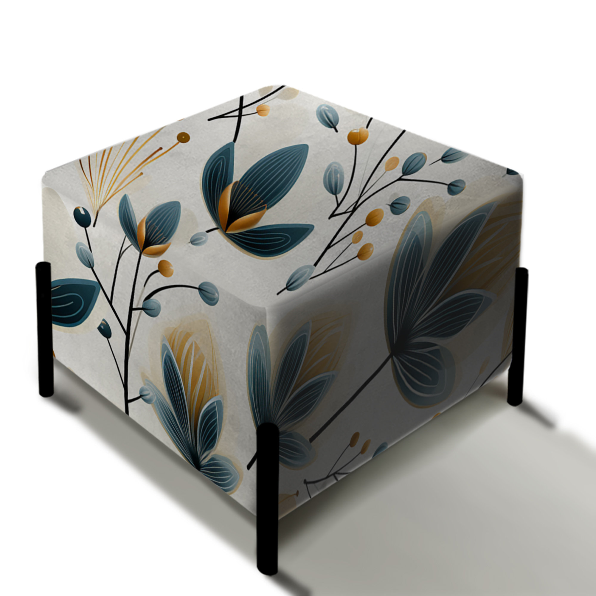 Design Art Scandinavian Yellow And White Collage - Botanical Square ...