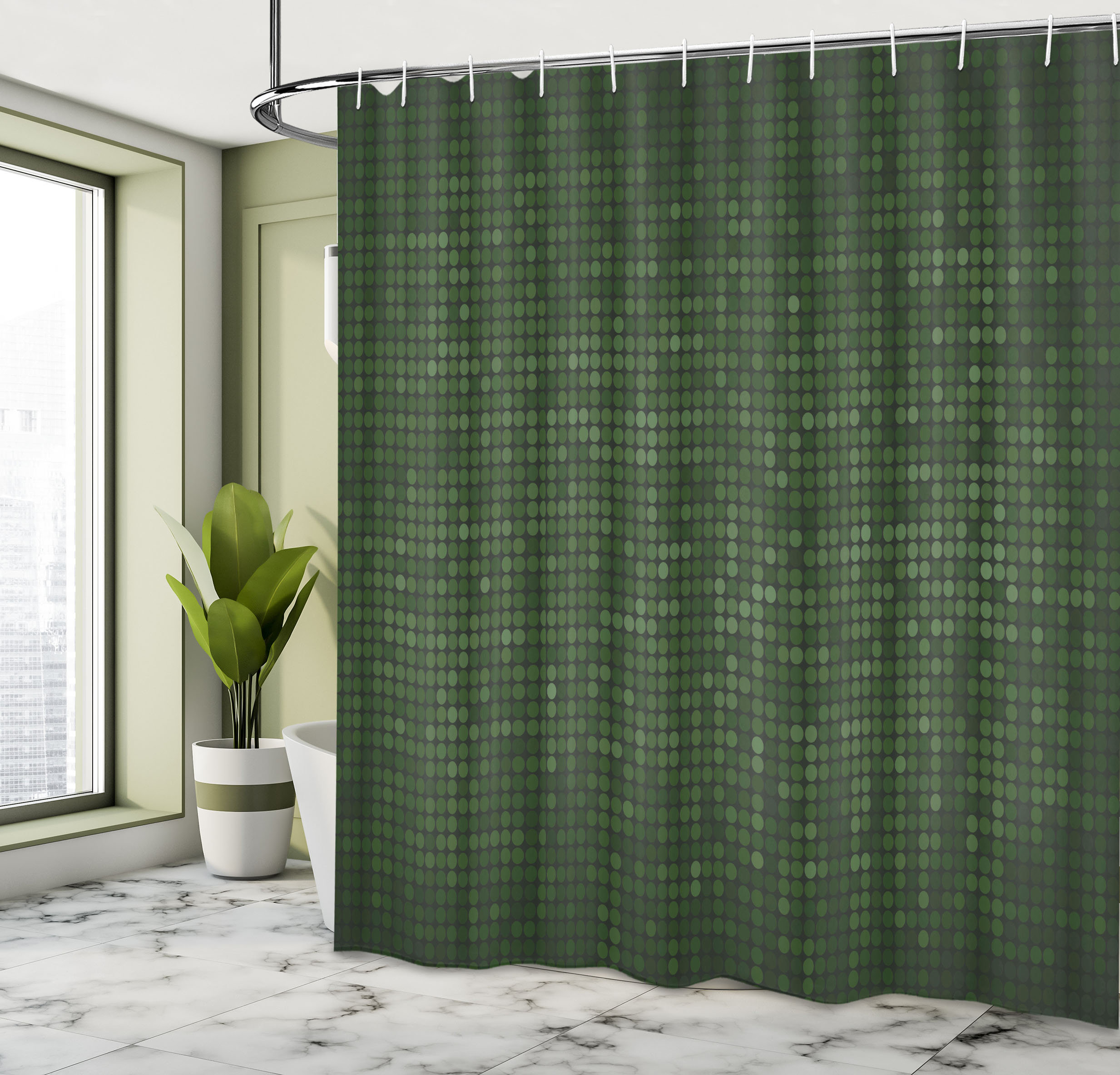 East Urban Home Forest Green Shower Curtain Spotty Futuristic Green ...