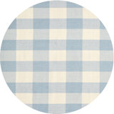 Gracie Oaks Kankakee Gingham Beige/Blue Area Rug | Wayfair
