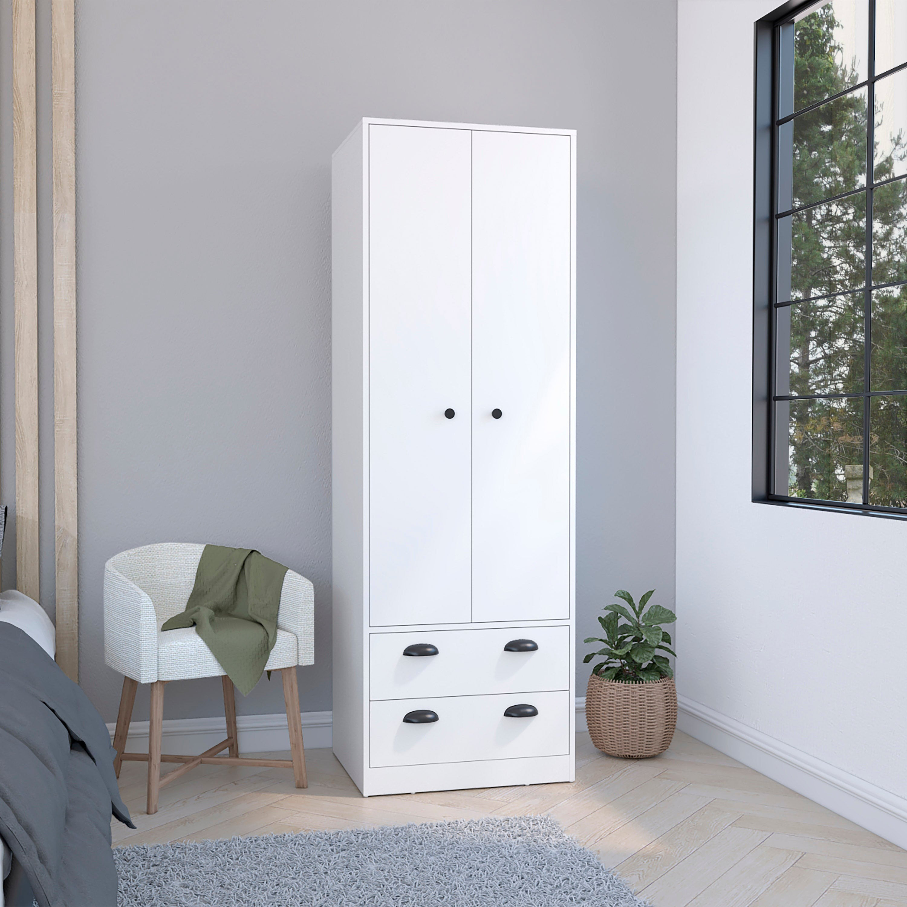 Latitude Run® Bonaire Armoire with 2-Door Cabinets and 2 Drawers ...