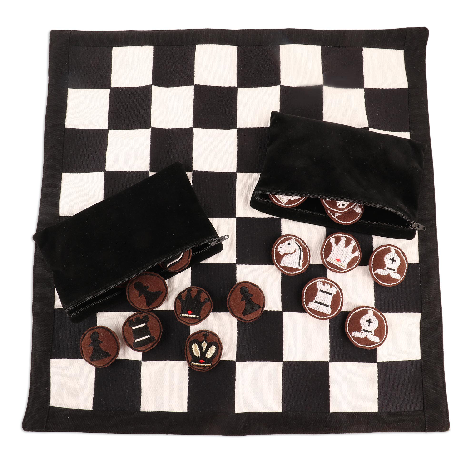 Wildon Home® Compact Companion And Embroidered Cotton Chess Set ...