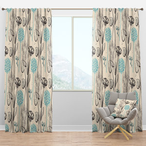 Design Art Vintage Flower Pattern - Bohemian Curtain - Velvet Room ...
