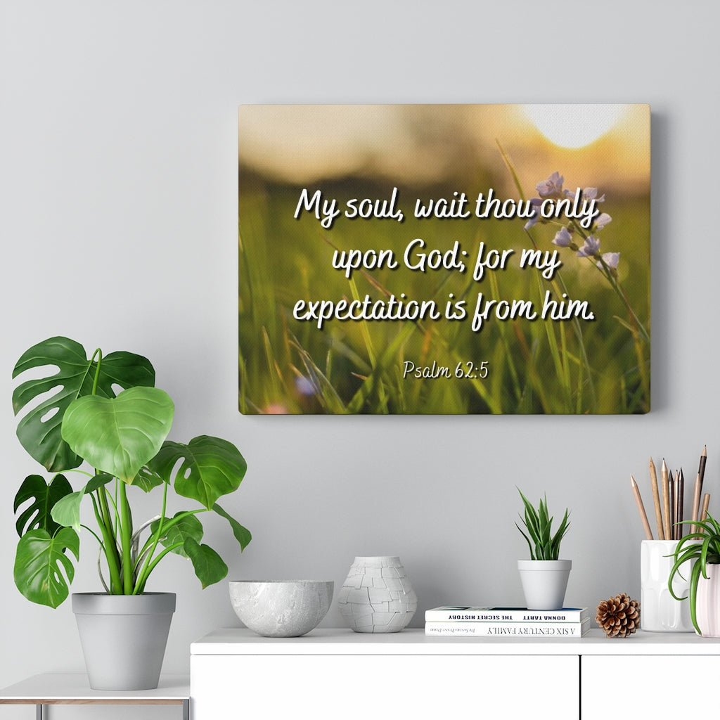 Trinx My Expectation Psalm 62:5 Christian Wall Art Bible Verse Print ...