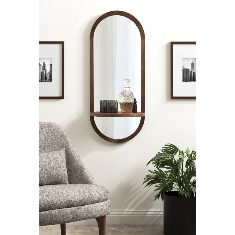 Birch Lane™ Meliora Wood Framed Capsule Mirror with Shelf & Reviews ...