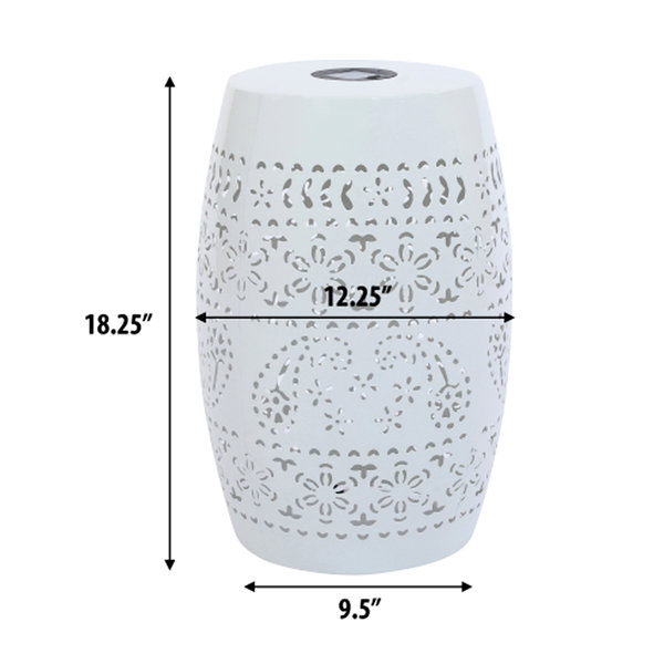 Wrought Studio White Iron Solar Side Table, Ideal For Patio Parties And ...