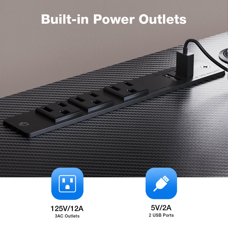 Inbox Zero Marianno L-shaped Gaming Desk with Recessed Power Outlets ...