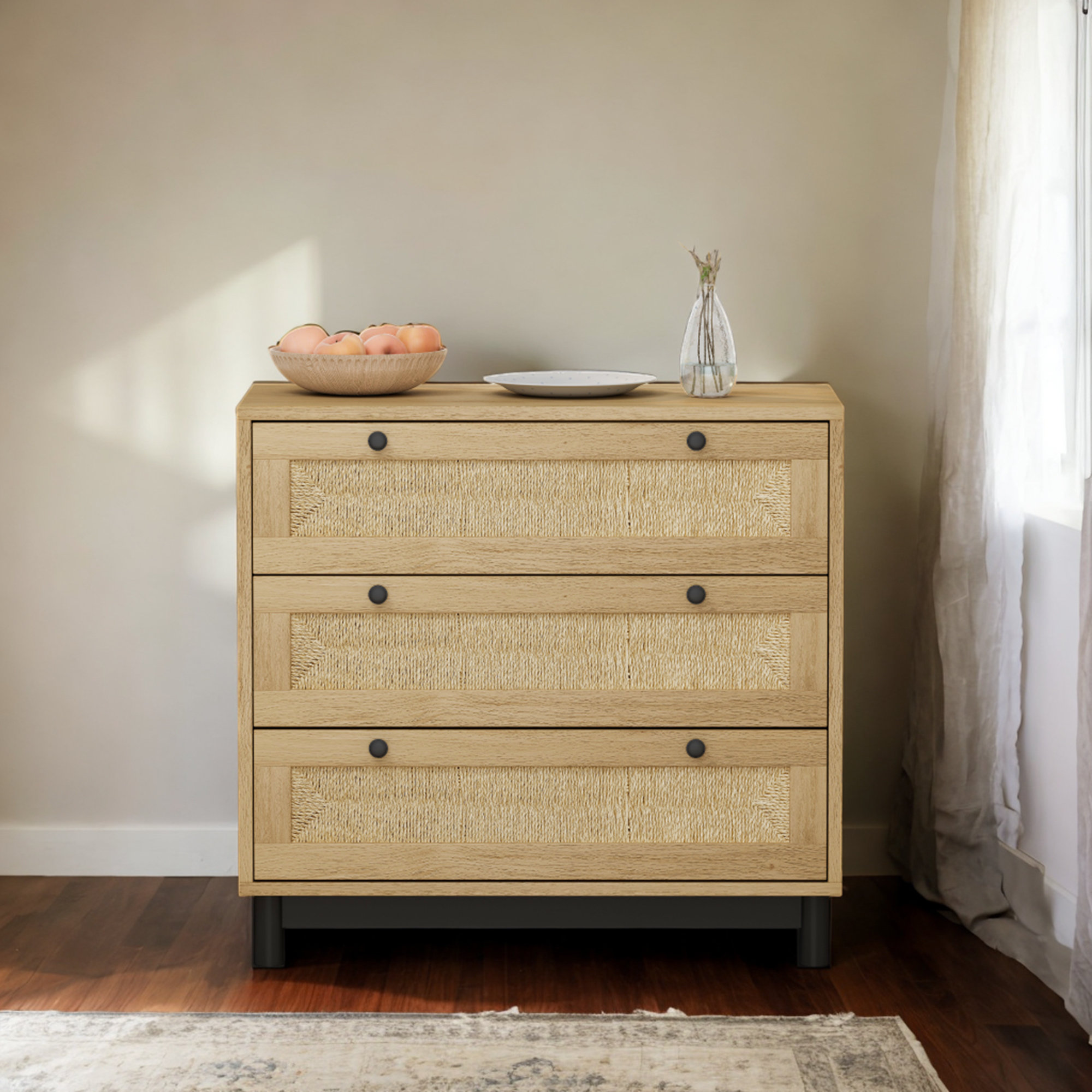 Bayou Breeze 3-Drawers Storage Cabinet Rope Woven Drawer - Wayfair Canada