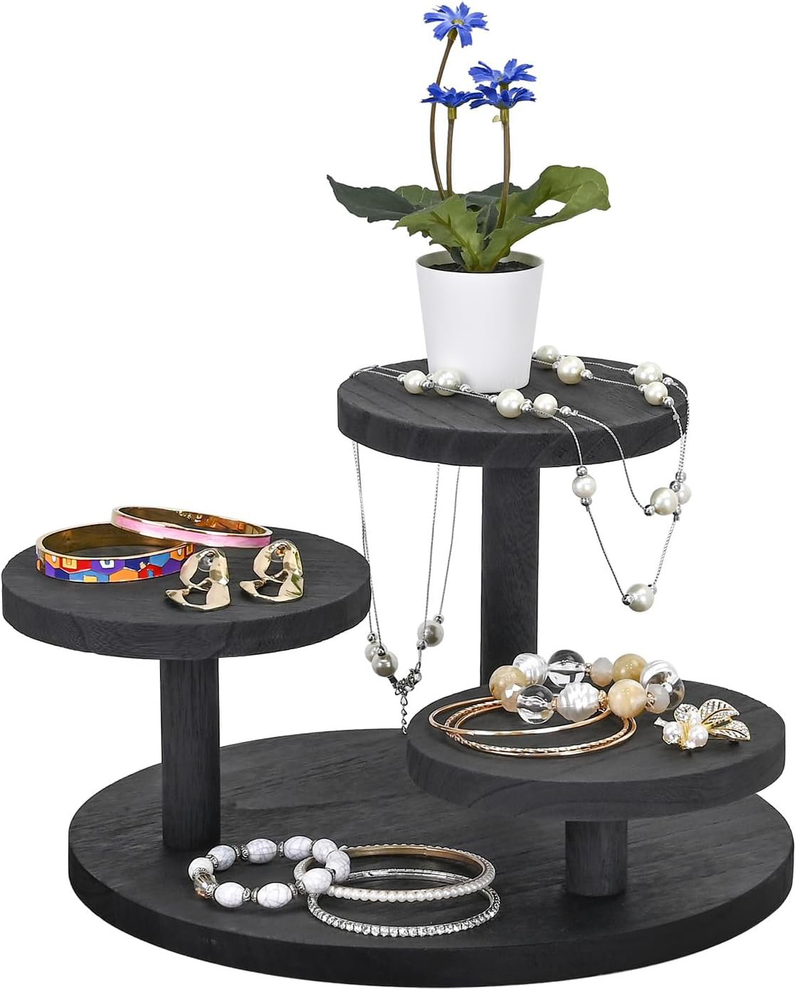 Millwood Pines 3-Tier Wooden Display Riser for Jewelry | Wayfair