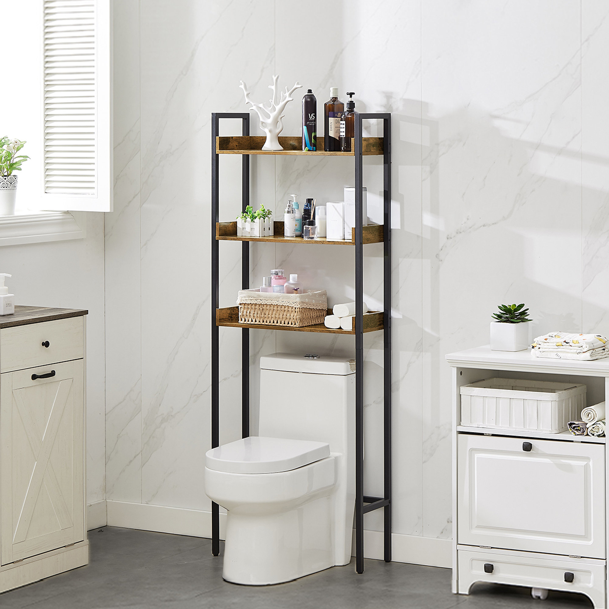 17 Stories Merrisa Over-The-Toilet Storage Rack 3-Tier Bathroom ...