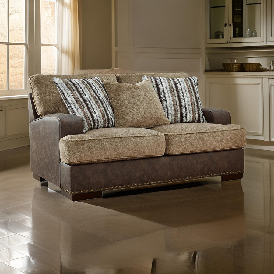 Rosalind Wheeler Bainbrudge 68 Inch Loveseat, Nailhead Trim, 3 Accent ...