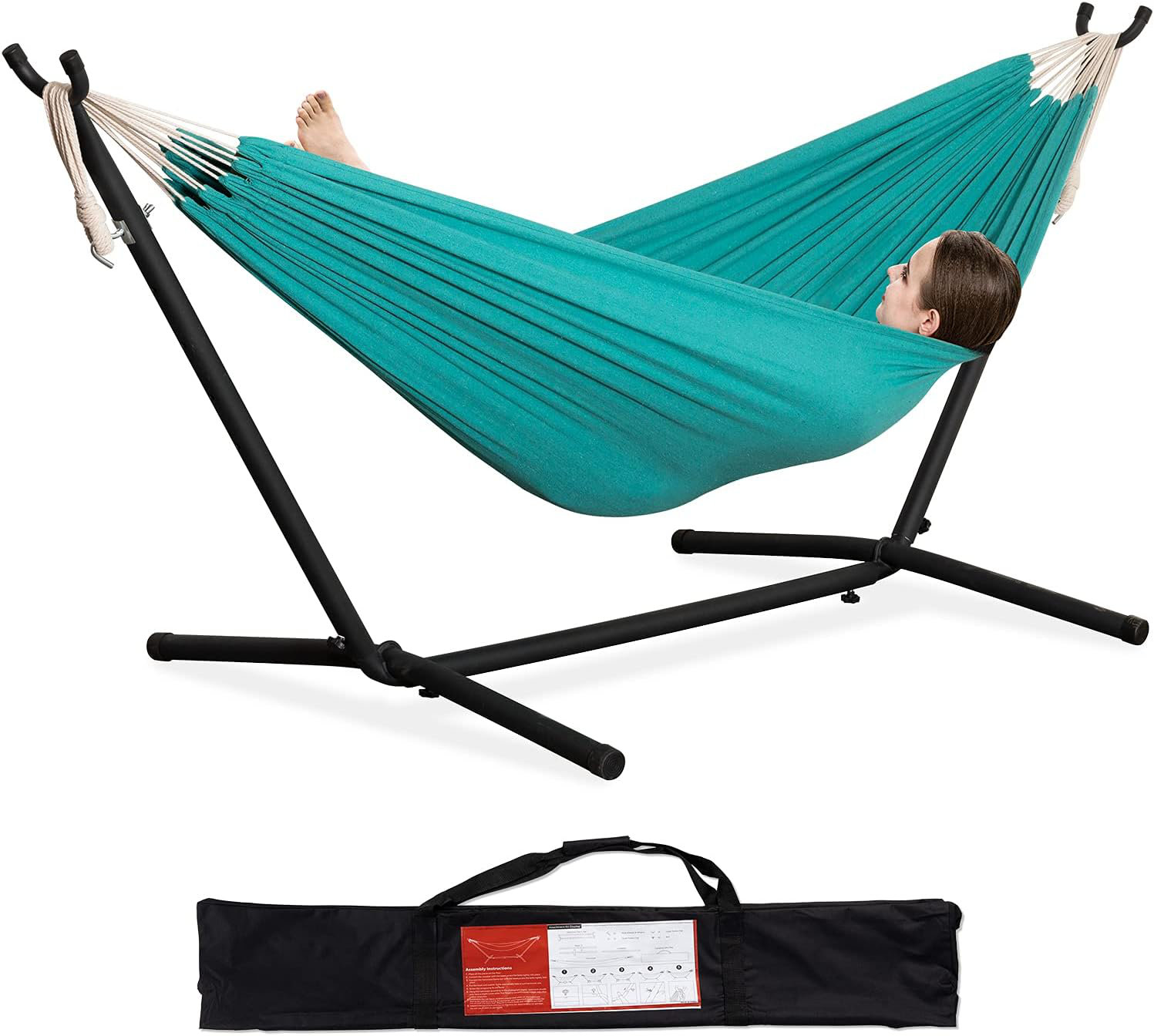 Arlmont & Co. Double Hammock with Space - Saving Steel Stand - 450lb ...