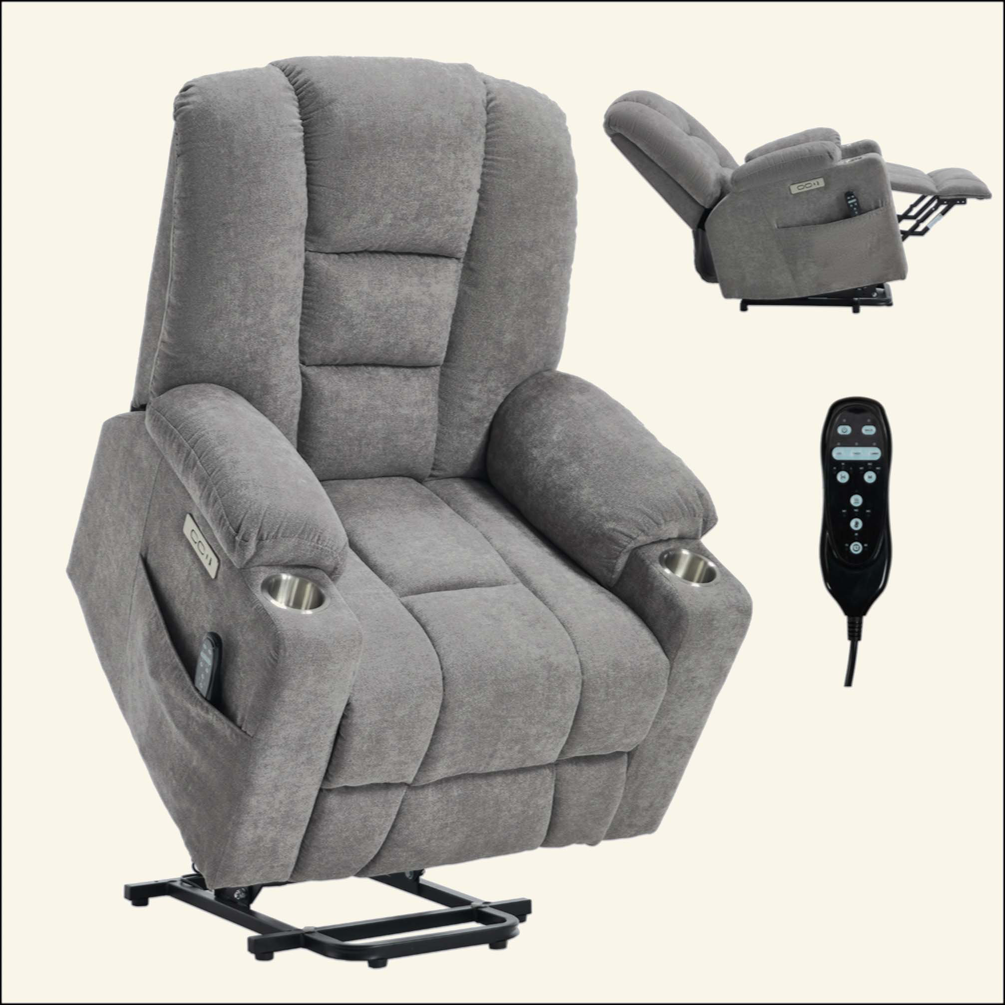 Red Barrel Studio® Power Lift Recliner Chair With Massage And Heat For ...