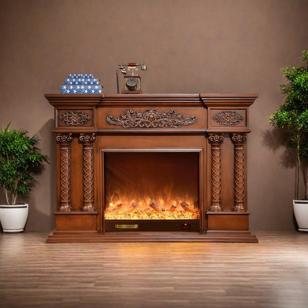 Elegant Home Furnishings.s Elegant carved Roman column fireplace | Wayfair