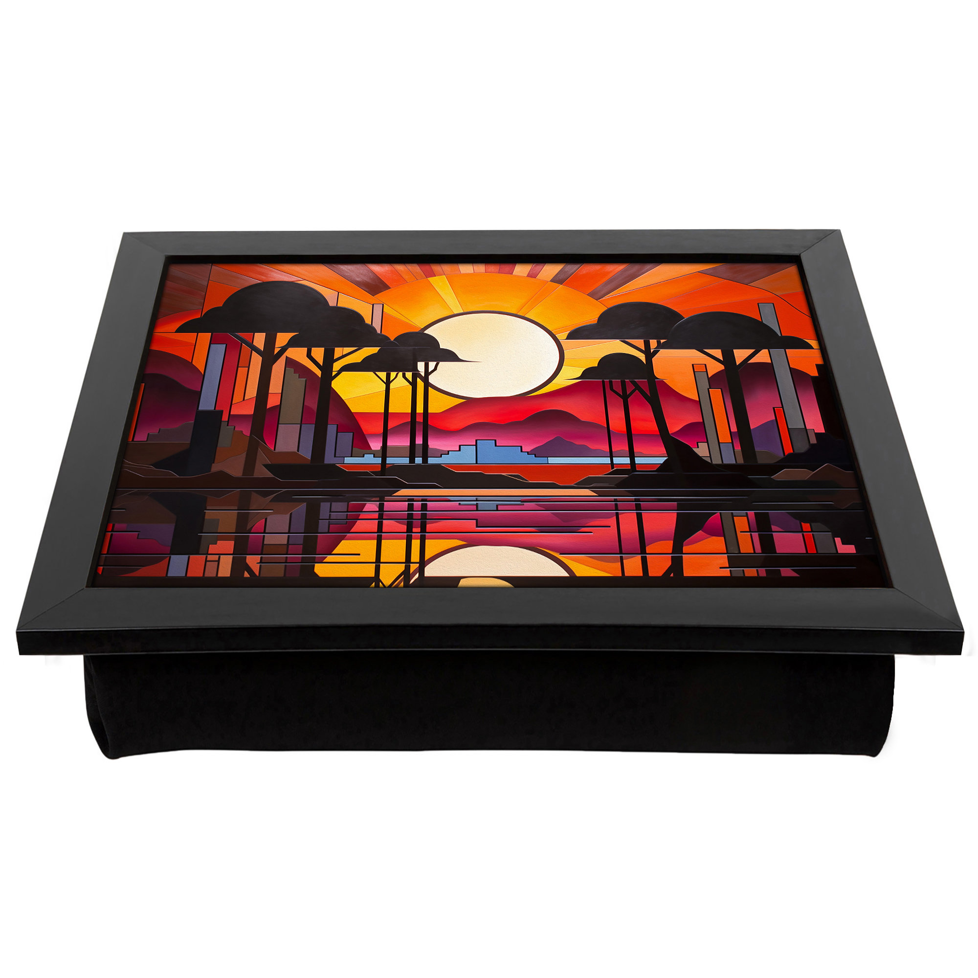 Metro Lane Art Deco Sunset Hard Edge Lap Tray with Cushion | Wayfair.co.uk