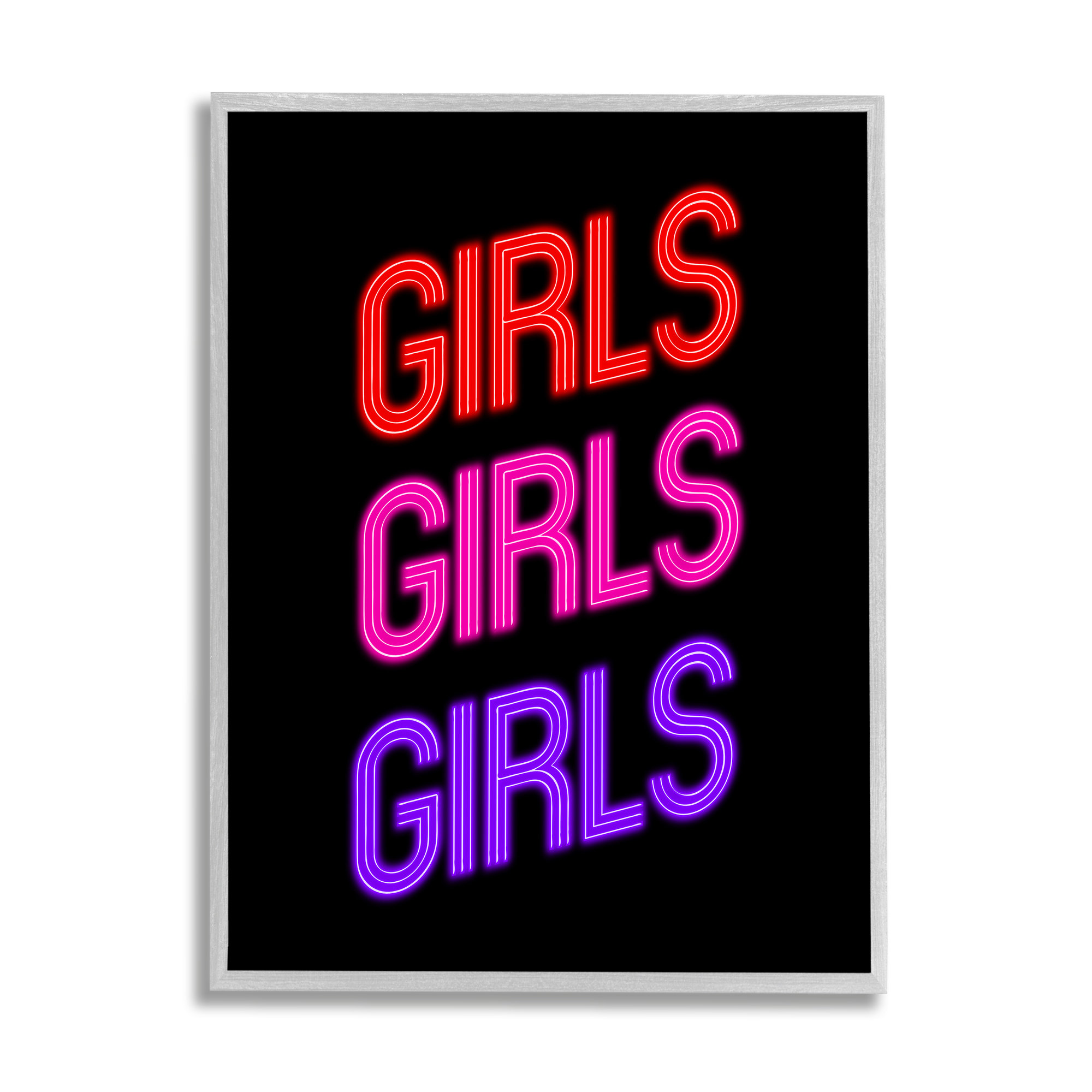 Stupell Industries Vivid Neon Girls Sign Canvas Wall Art by House of ...