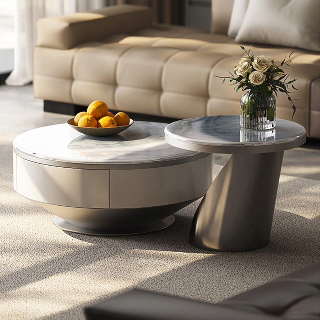 ComfyFurnituress Modern Microcrystalline Stone Round Coffee Table ...