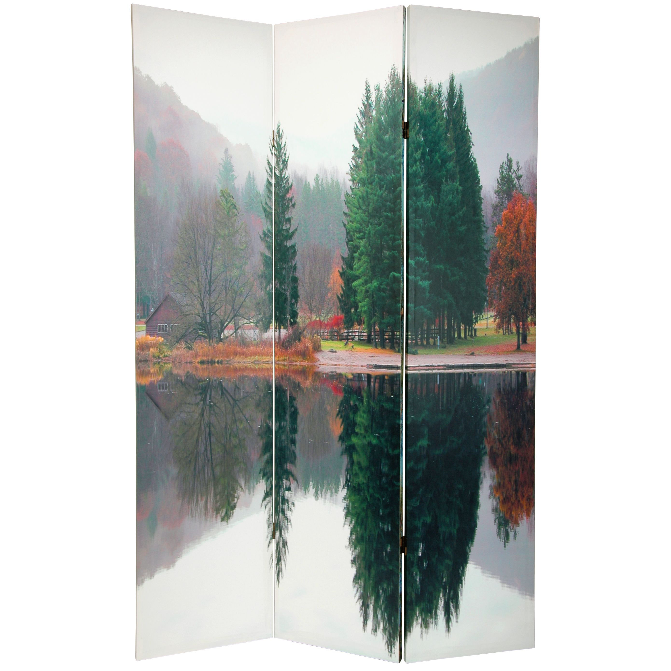 Oriental Furniture 70.88" x 47.25" Double Sided Trees 3 Panel Room ...