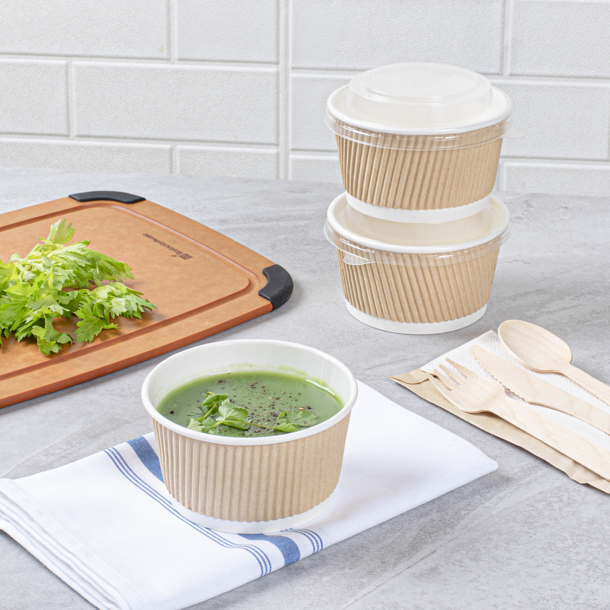 Restaurantware Paper Soup Containers, 12 Ounce Round Ripple Wall ...