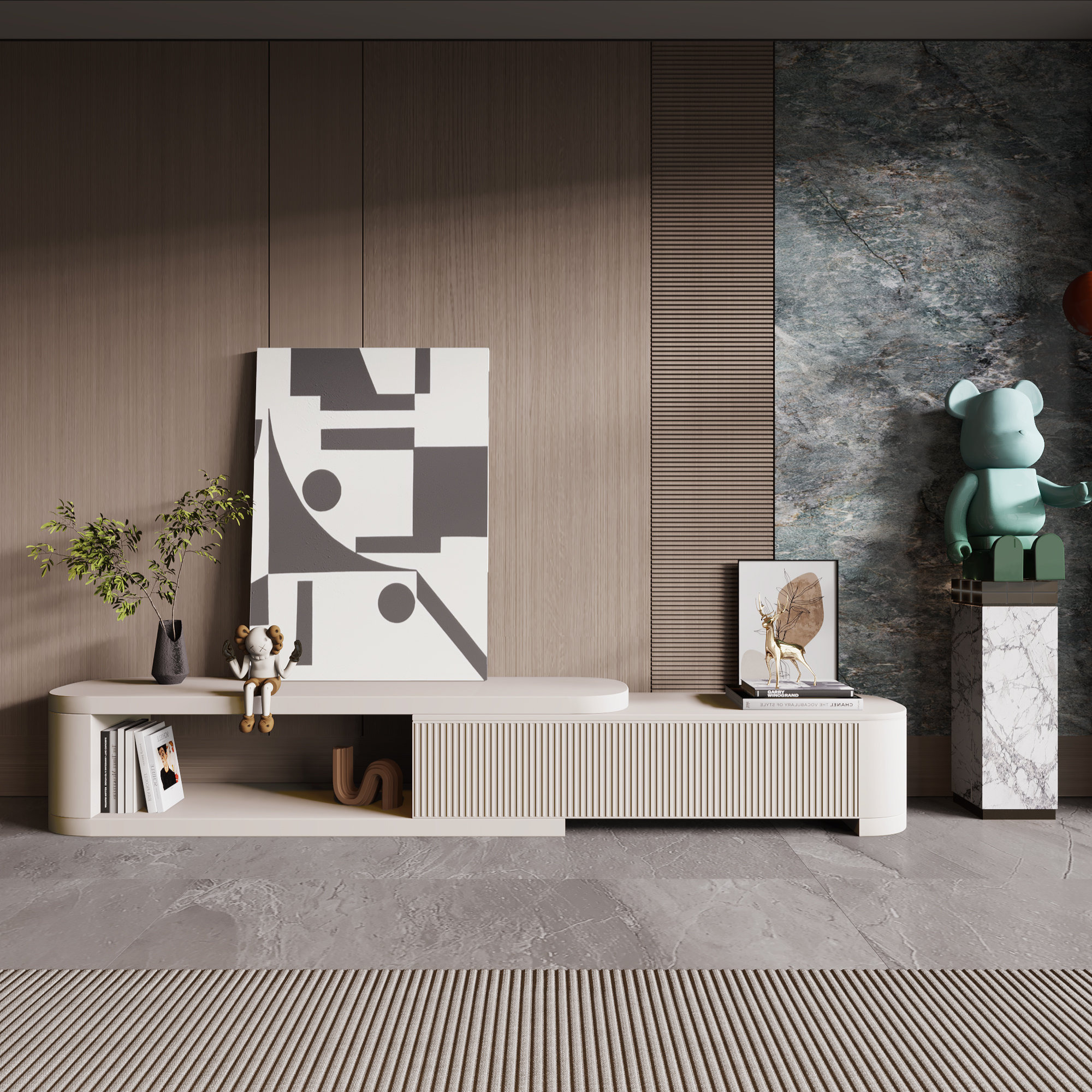 Hokku Designs Cogliandro 70.86''-122''W Modern Solid Wood TV Stand With ...