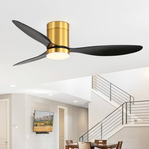 Ilsetraut 52'' Flush Mount Low Profile Ceiling Fan with LED Lights and ...
