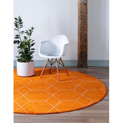 Wrought Studio Mariam Geometric Orange Area Rug & Reviews | Wayfair