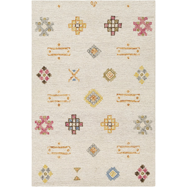 Union Rustic Aleta Handmade Wool Ivory/Orange Rug | Wayfair