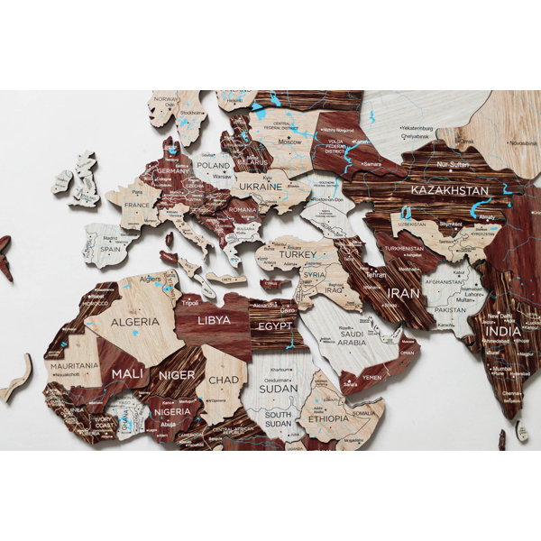 Enjoy The Wood 3D Wooden World Map Wall Art, Rustic Wall Decor | Wayfair