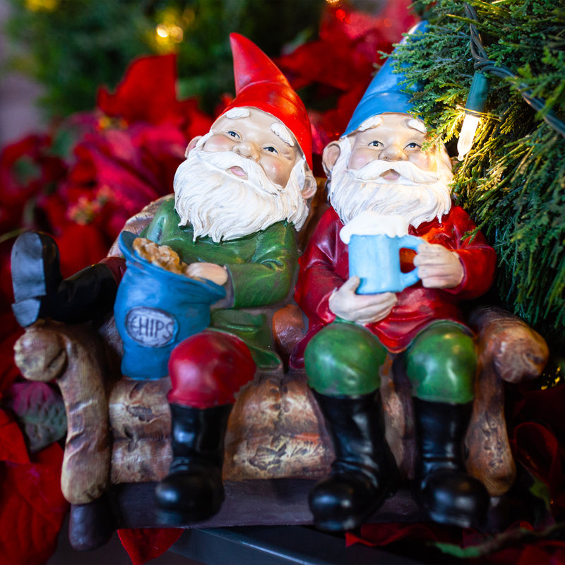 Exhart Solar Good Time Lazy Couch Potato Gnomes Eating Chips and ...