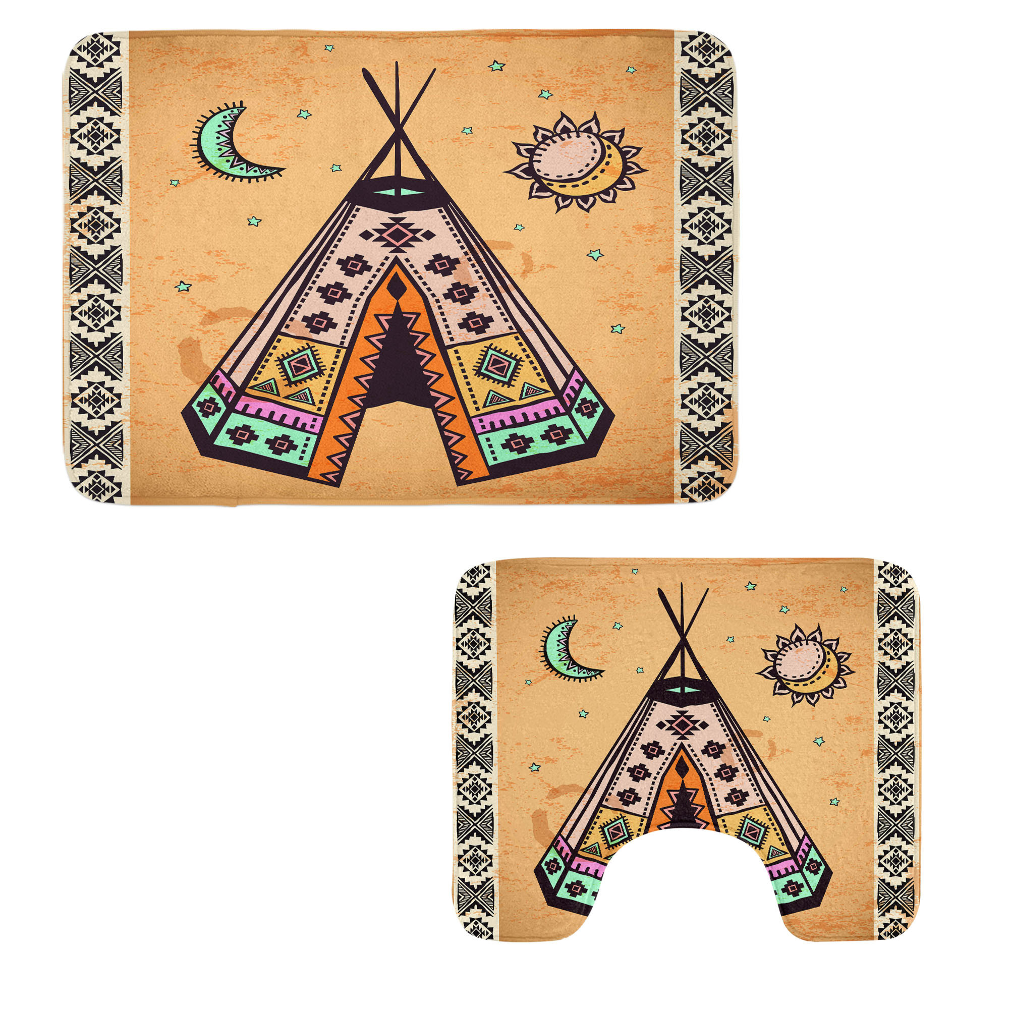 East Urban Home Tribal Bathroom Rug Set 2 Pieces Rectangle & Contour ...