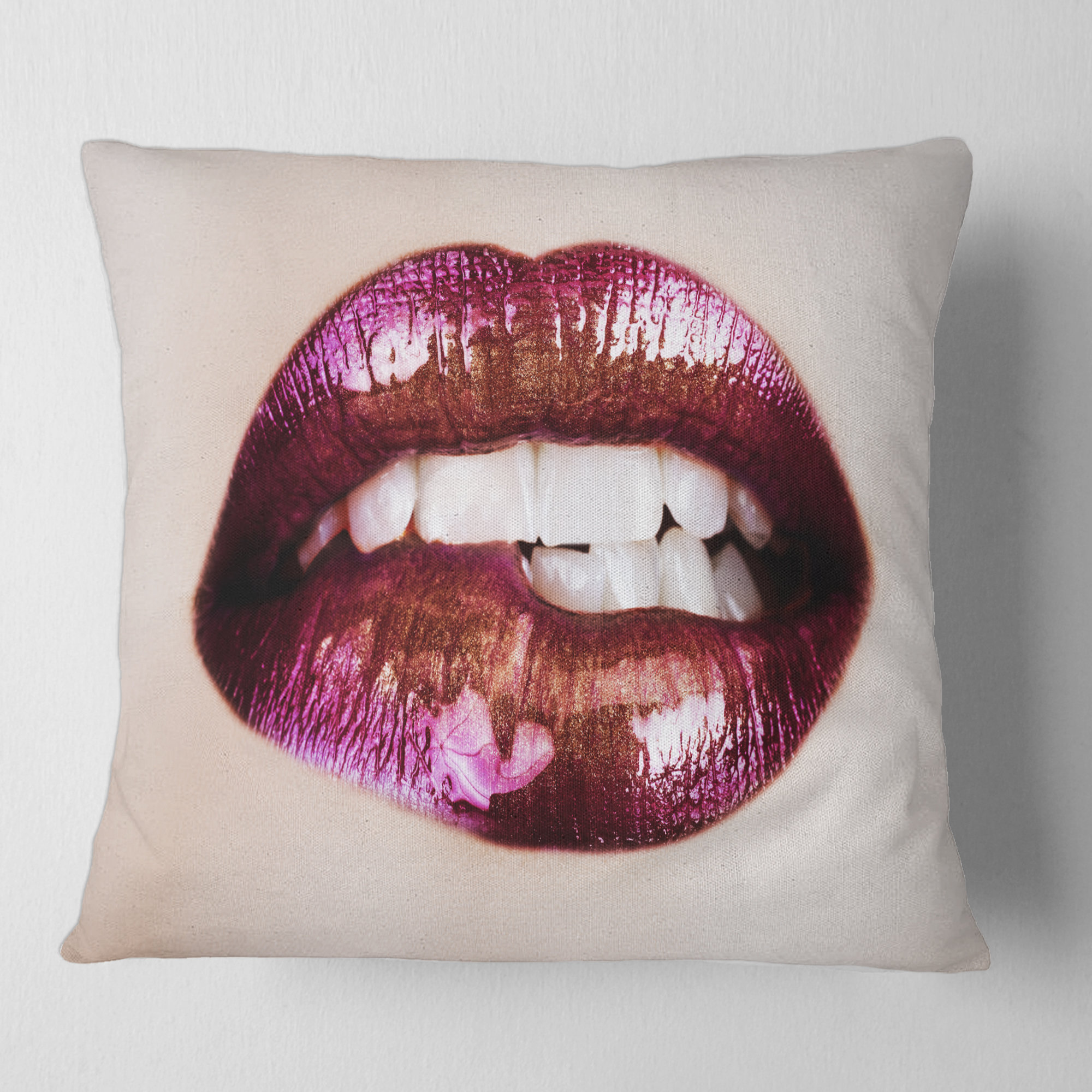 Design Art Close up of Woman Lips Square Pillow Cover & Insert | Wayfair