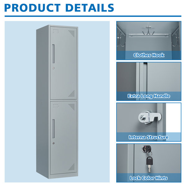 Steelcube Metal 2 - Tier 15'' Gym & Locker Room Locker with Built In ...