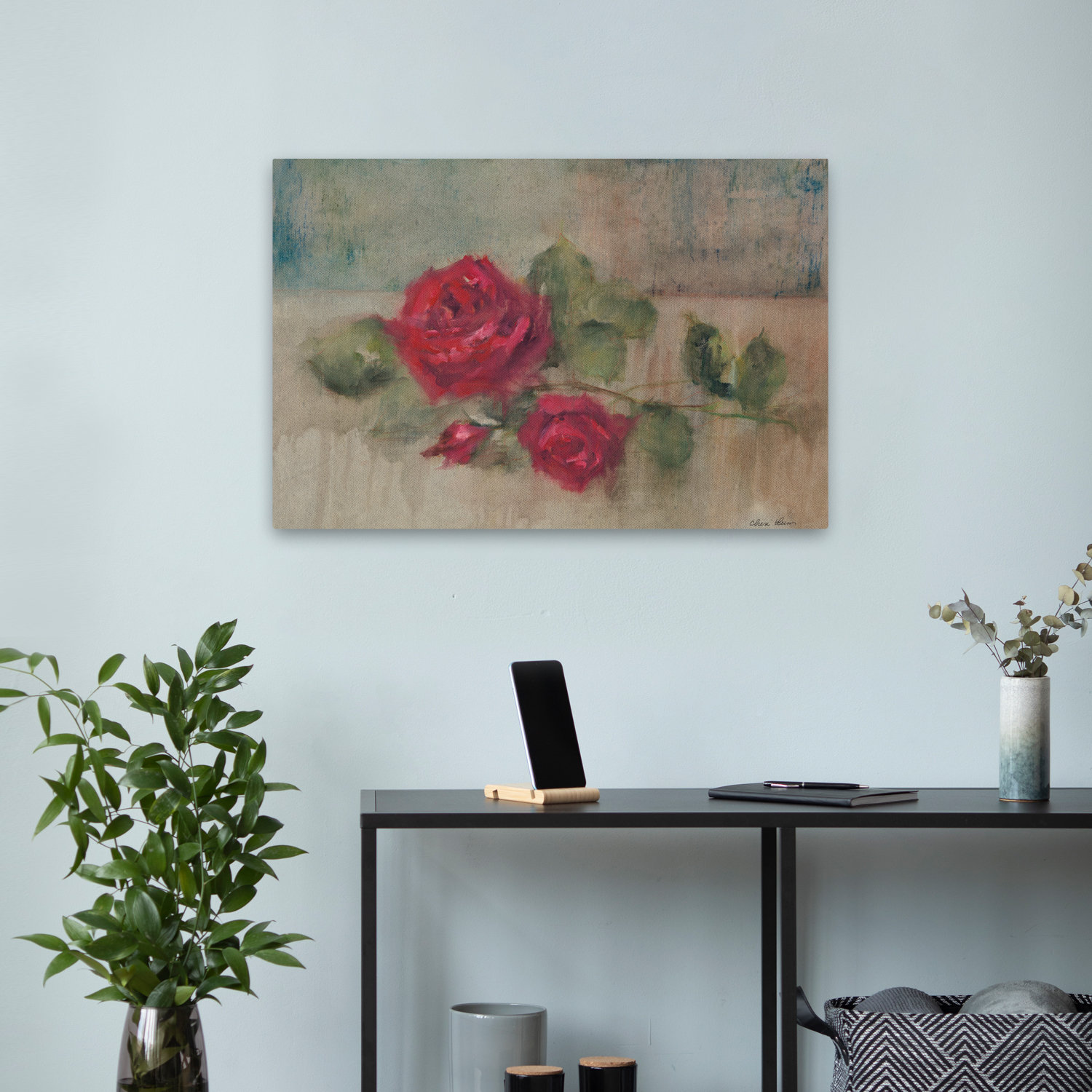 Alcott Hill® Blue Brown Floral - Long Stemmed Rose II | Wayfair