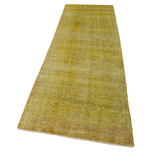 Hargun Vintage Hand Woven Hand Knotted 90 X 293 Yellow Area Rug ...