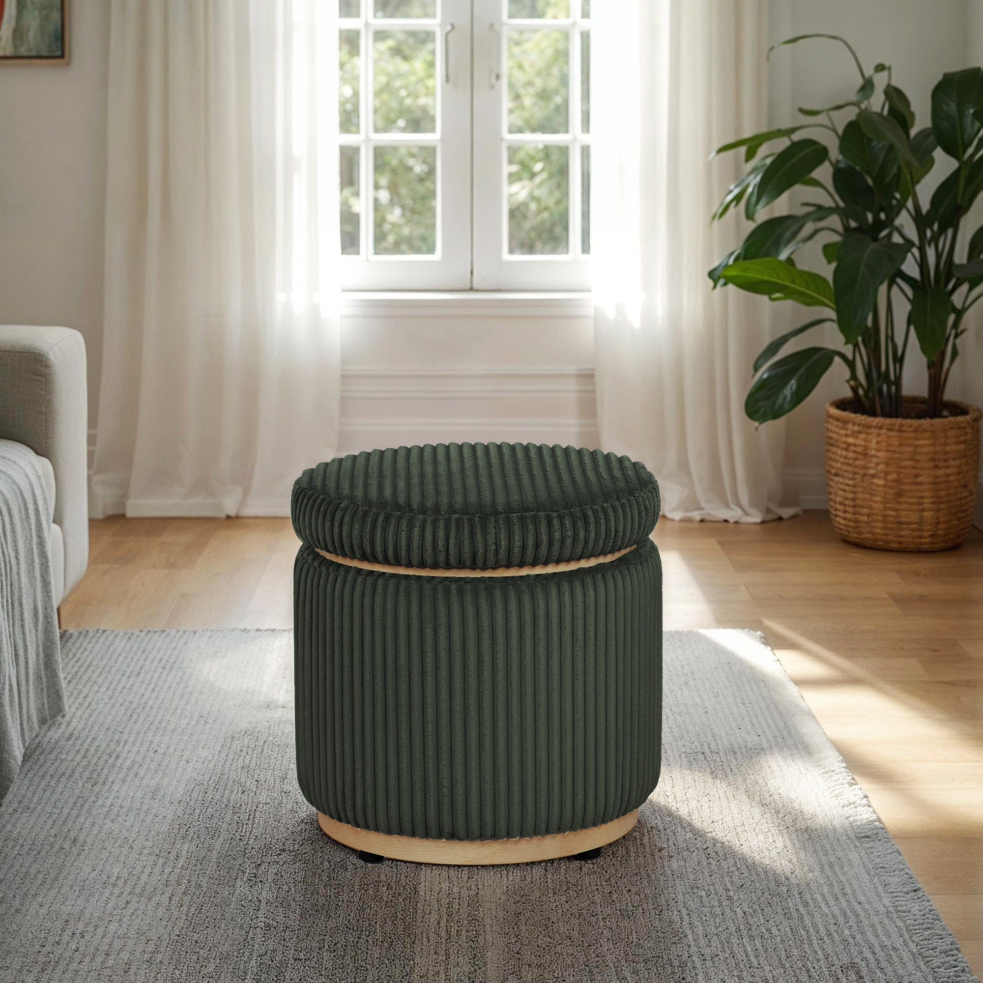 Mercer41 Thurleigh Round Sherpa Ottoman with Storage - Wayfair Canada