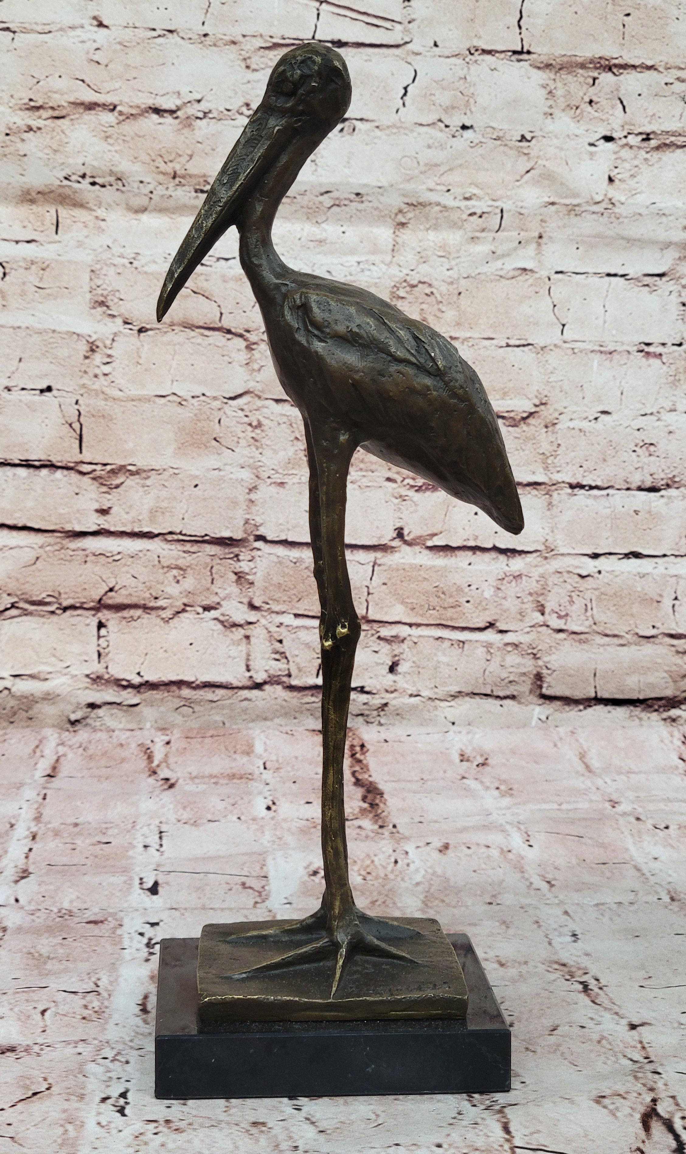 Bloomsbury Market Bronze Stork Sculpture Elegant Bird Statue For Indoor ...